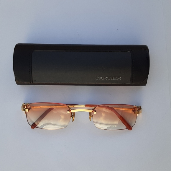 Cartier | Accessories | Cartier Rimless Sunglasses Genuine Big C Decor ...